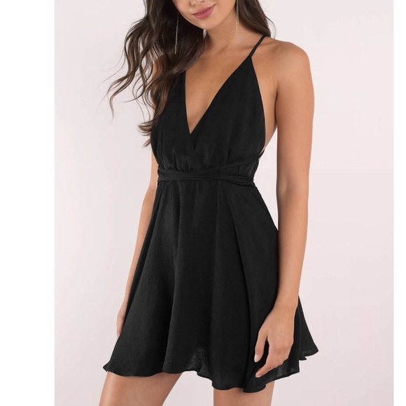 Tobi | Dresses | Tobi Plunge Skater Backless Satin Mini Dress | Poshmark
